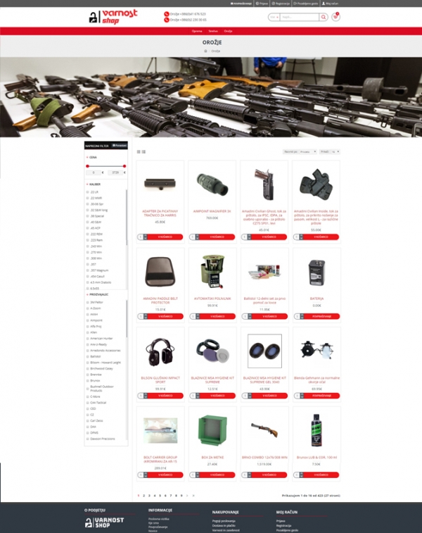 Spletna trgovina z orožjem Varnost Shop